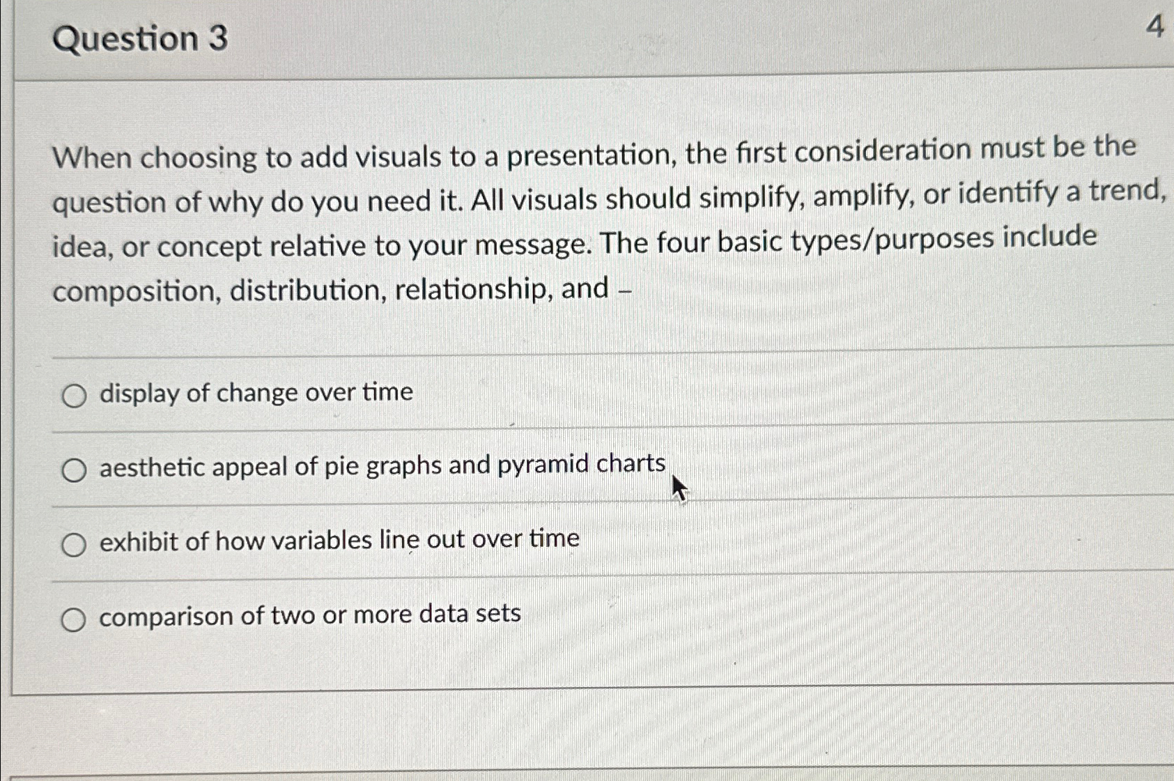 Solved Question 3When choosing to add visuals to a | Chegg.com