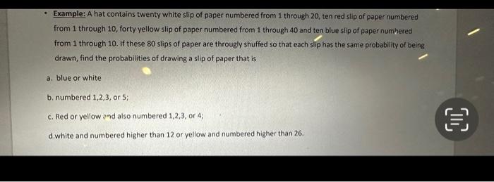 Solved Example: A hat contains twenty white slip of paper | Chegg.com