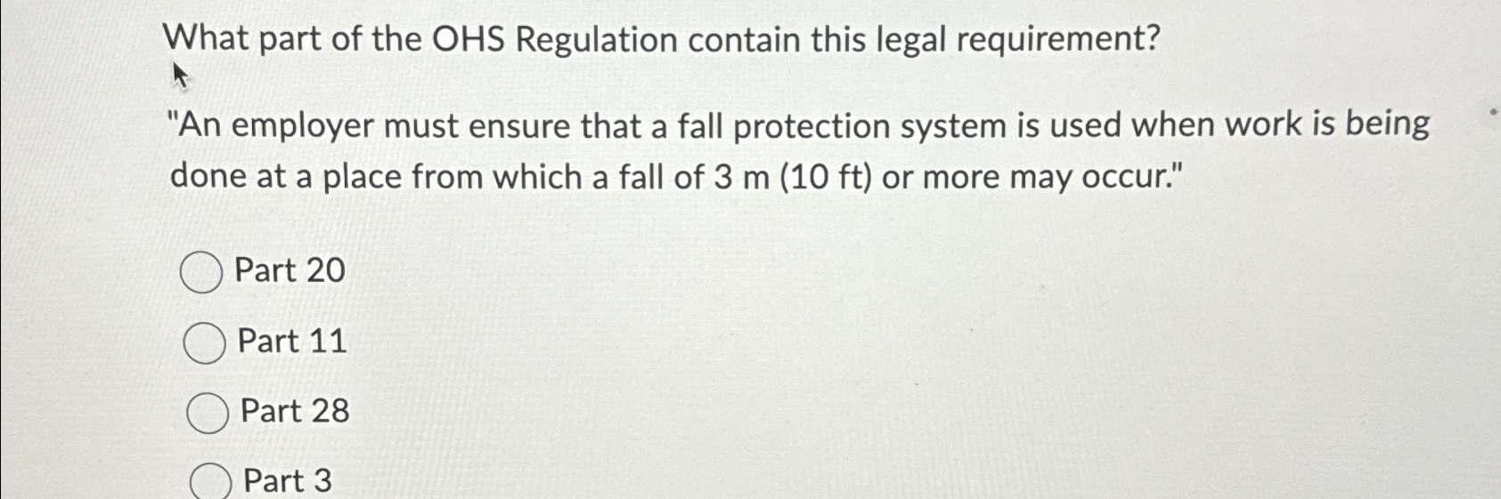 Solved What part of the OHS Regulation contain this legal | Chegg.com