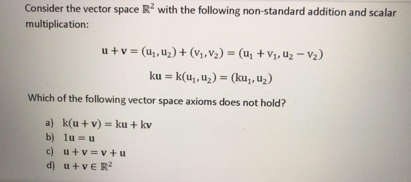 Solved Consider the vector space R2 with the following | Chegg.com