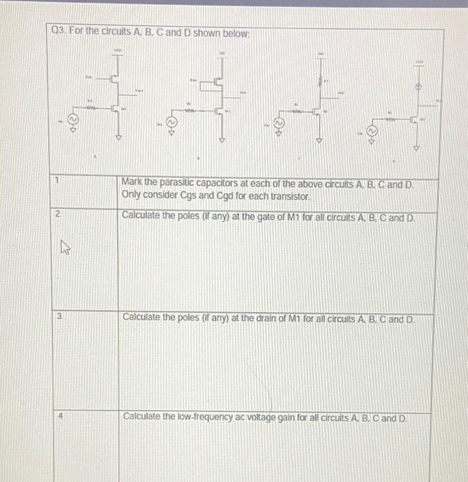 Solved Q3. For the circuits A, B, C and D shown | Chegg.com