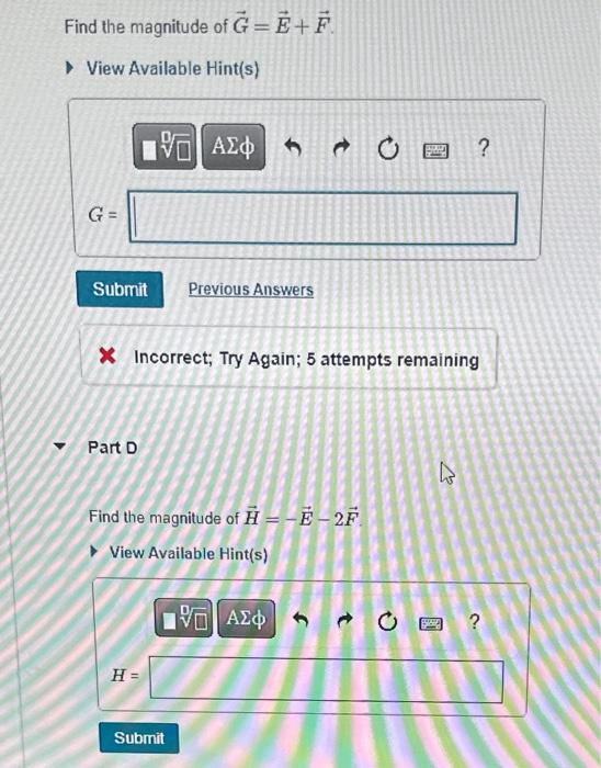 Solved Let E=1i^+3j^ and F=1i^−3j^. Find the magnitude of E. | Chegg.com