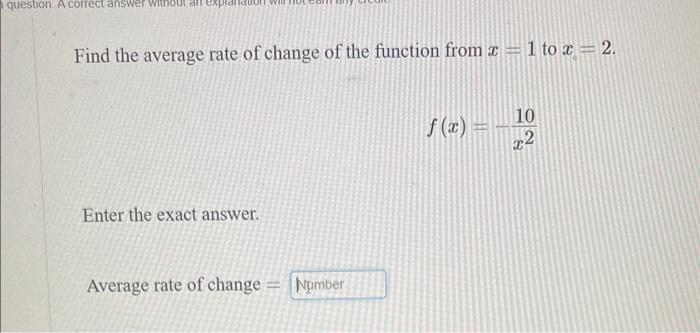 Solved Find the average rate of change of the function from | Chegg.com