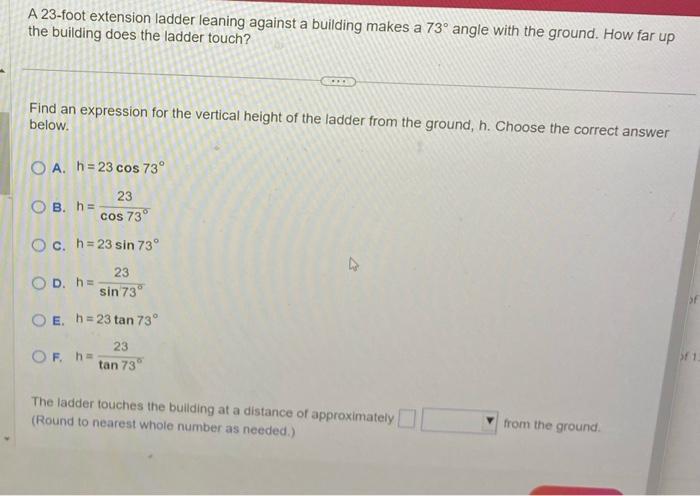 Solved A 23-foot extension ladder leaning against a building | Chegg.com