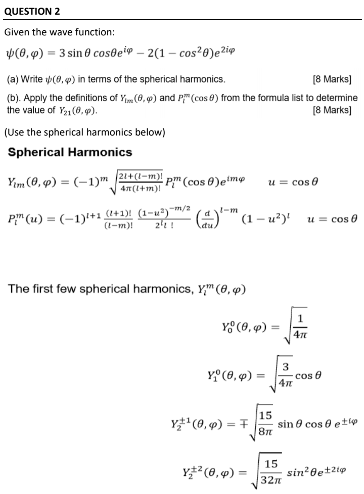 Solved Given the wave function: | Chegg.com