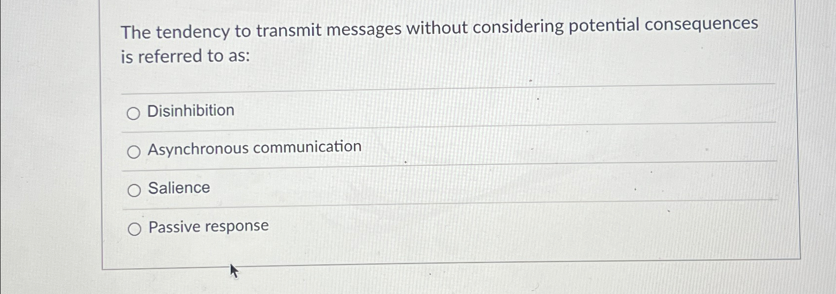 Solved The tendency to transmit messages without considering | Chegg.com