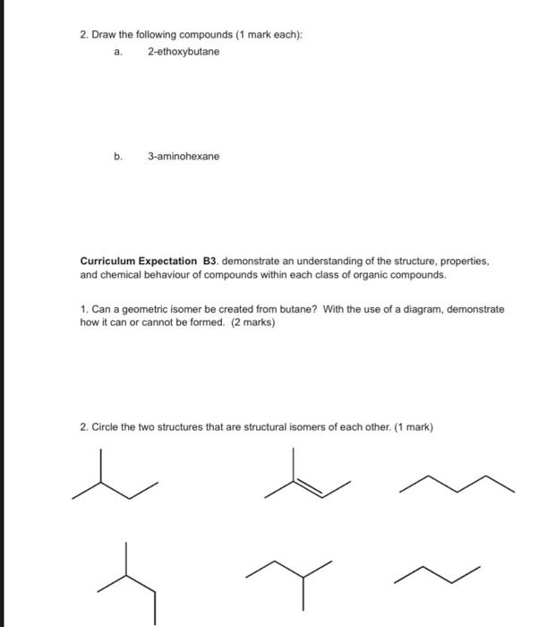 Solved 2. Draw the following compounds (1 mark each): a. | Chegg.com