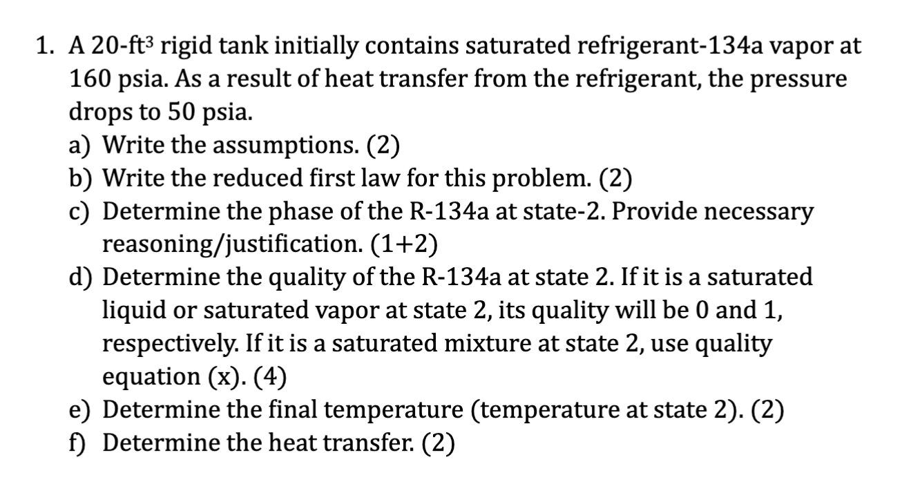 Solved A 20-ft3 ﻿rigid tank initially contains saturated | Chegg.com