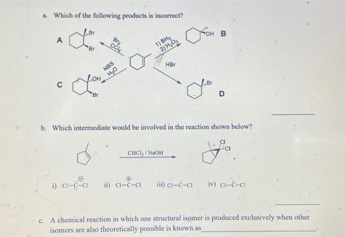 Solved a. When the following alkene is treated with HBr, | Chegg.com