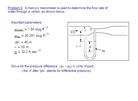 Solved Problem 8. ﻿A mercury manometer is used to determine | Chegg.com