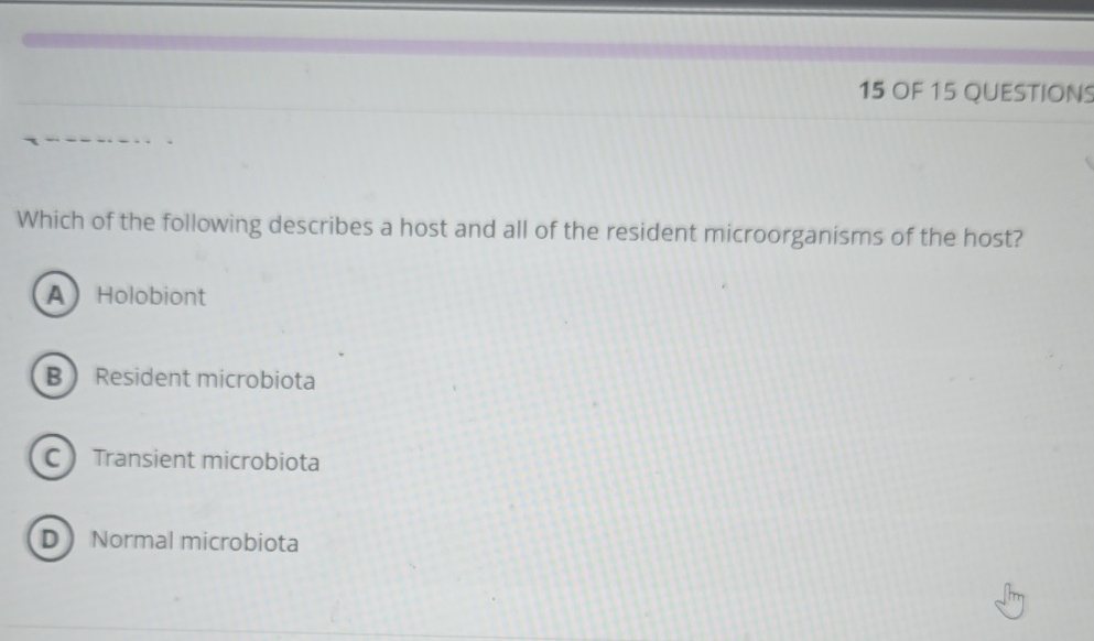 Solved 15 ﻿OF 15 ﻿QUESTIONSWhich of the following describes | Chegg.com