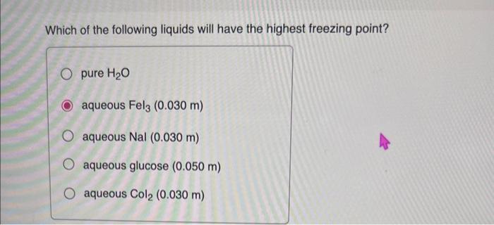 Solved Which of the following liquids will have the highest | Chegg.com