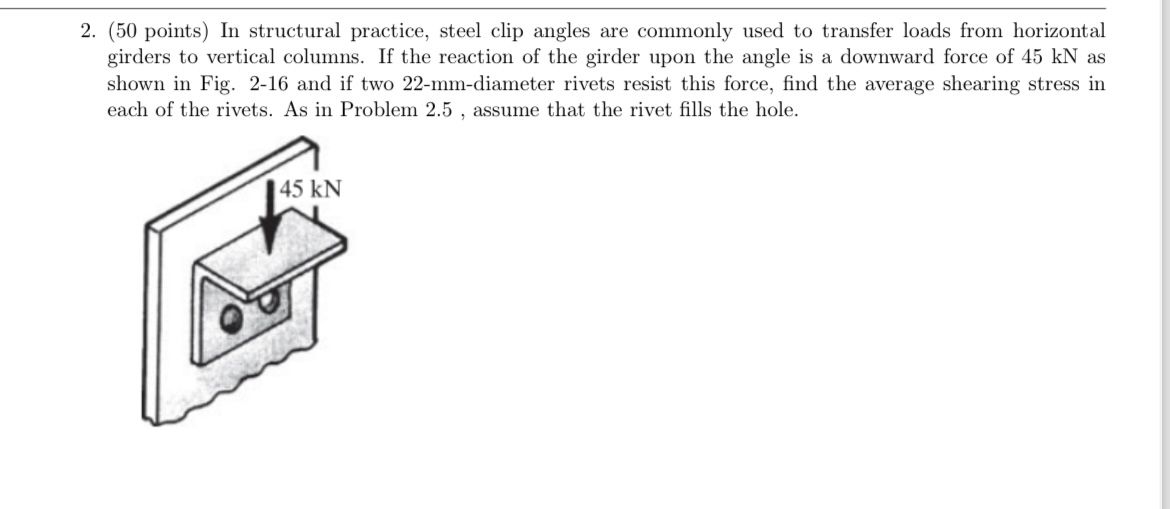 Solved (50 ﻿points) ﻿In structural practice, steel clip | Chegg.com