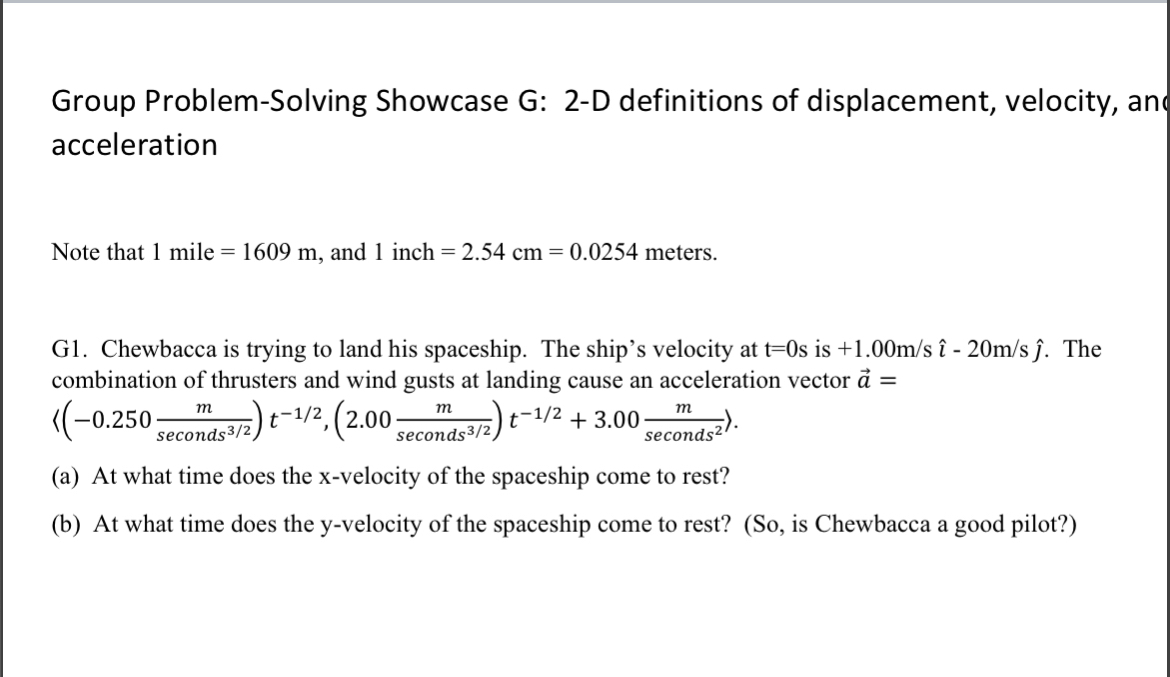 Solved Group Problem-Solving Showcase G: 2-D definitions of | Chegg.com