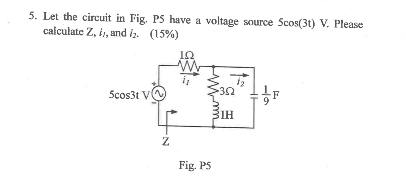 Solved Let the circuit in Fig. P5 ﻿have a voltage source | Chegg.com