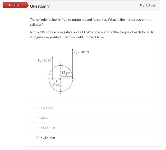 Solved The cylinder below is free to rotate around its | Chegg.com