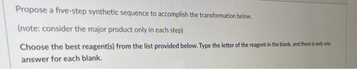 Solved Propose a five-step synthetic sequence to accomplish | Chegg.com