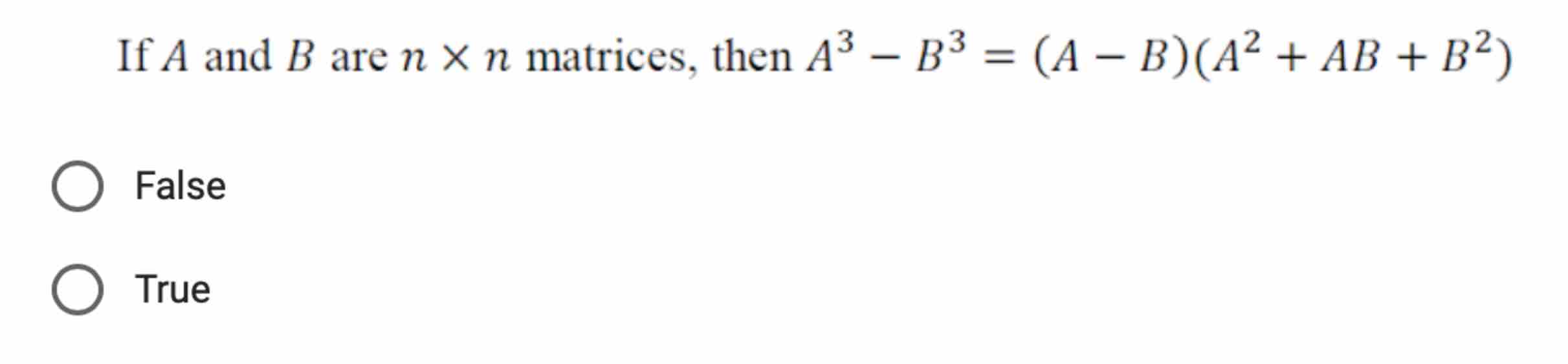 Solved If A and B ﻿are n×n ﻿matrices, then | Chegg.com