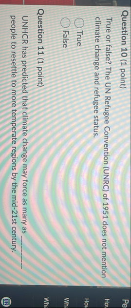 Solved Question 10 (1 ﻿point)True or false? The UN Refugee | Chegg.com