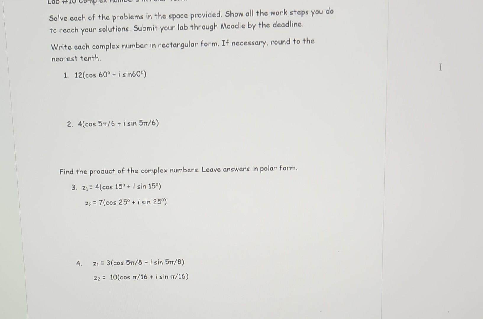 Solved Solve each of the problems in the space provided. | Chegg.com