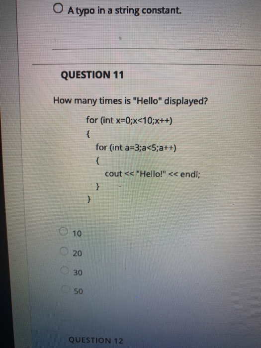 Solved O A Typo In A String Constant Question 11 How Many