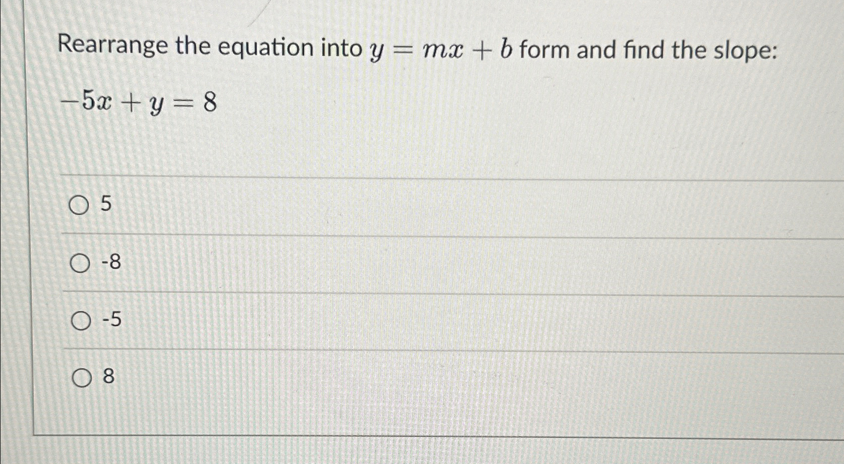 Solved Rearrange the equation into y=mx+b ﻿form and find the | Chegg.com