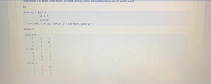 Solved Dizzy Shift Wine a function called Shifter that takes | Chegg.com