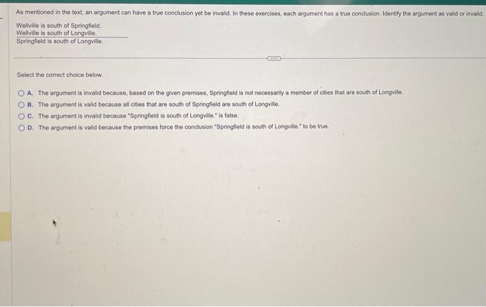 Solved As mentioned in the text, an argument can have a true | Chegg.com