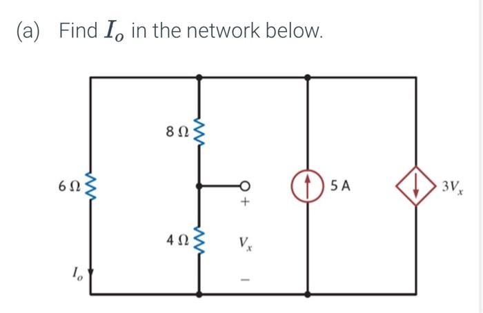 Solved (a) Find Io in the network below. | Chegg.com