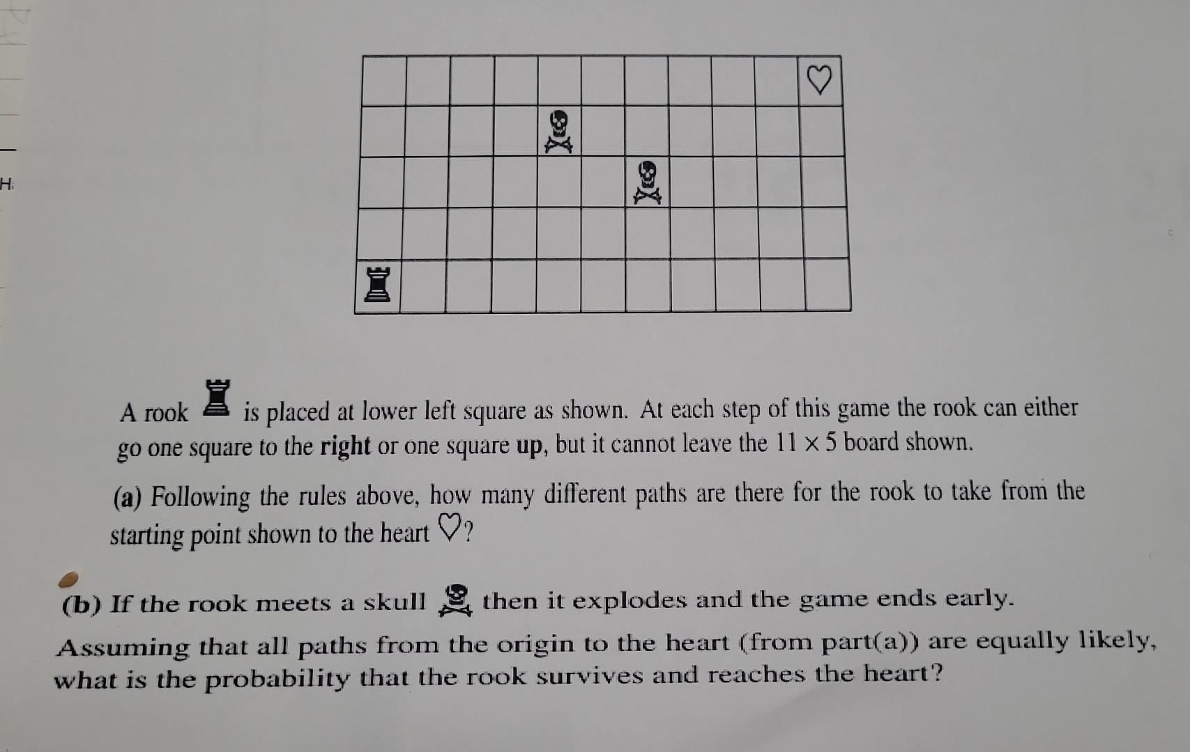 Solved A rook go one square to the right or one square up, | Chegg.com