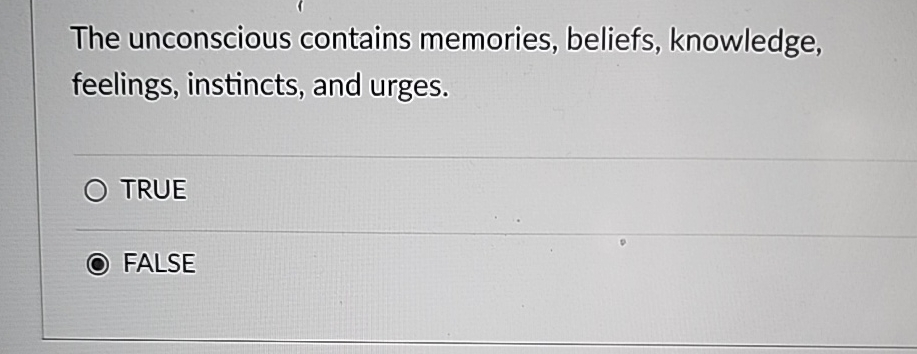 Solved The unconscious contains memories, beliefs, | Chegg.com