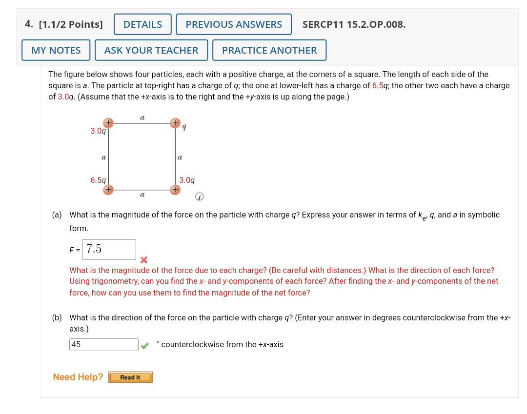 Solved The figure below shows four particles, each with a | Chegg.com