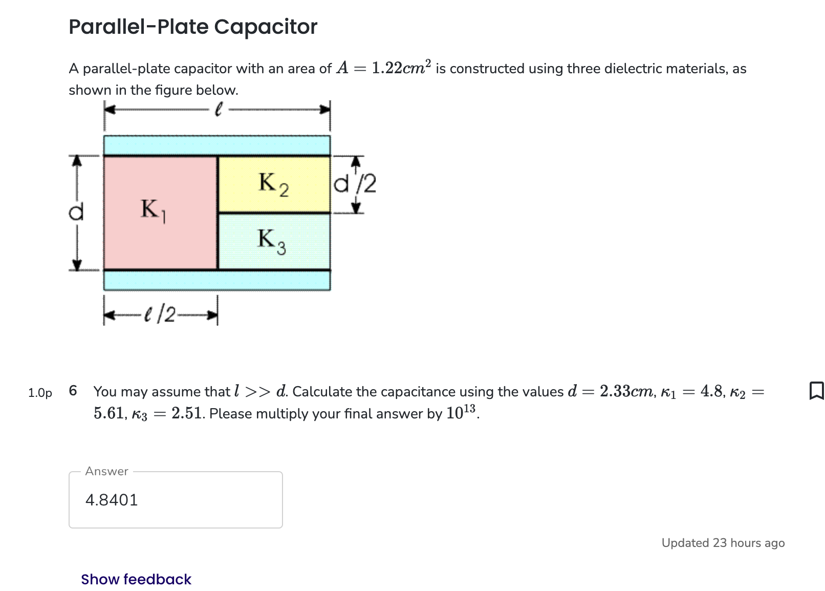 Solved Parallel-Plate CapacitorA parallel-plate capacitor | Chegg.com