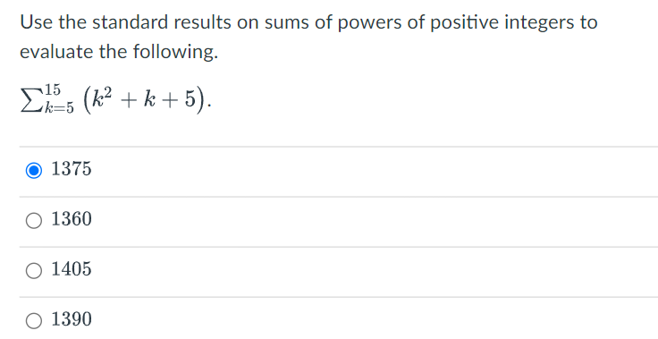 Solved Use the standard results on sums of powers of | Chegg.com