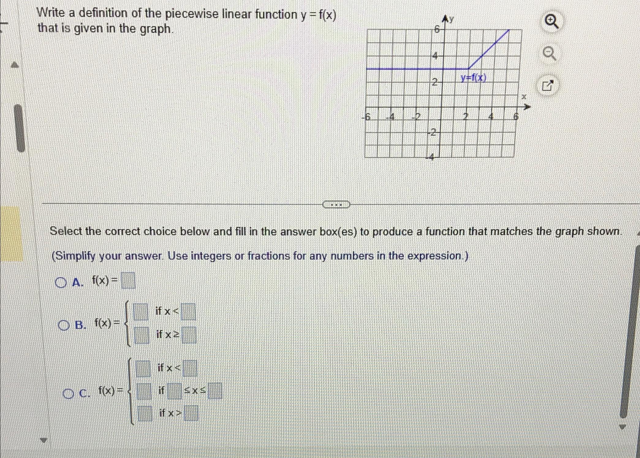 Solved Write a definition of the piecewise linear function | Chegg.com