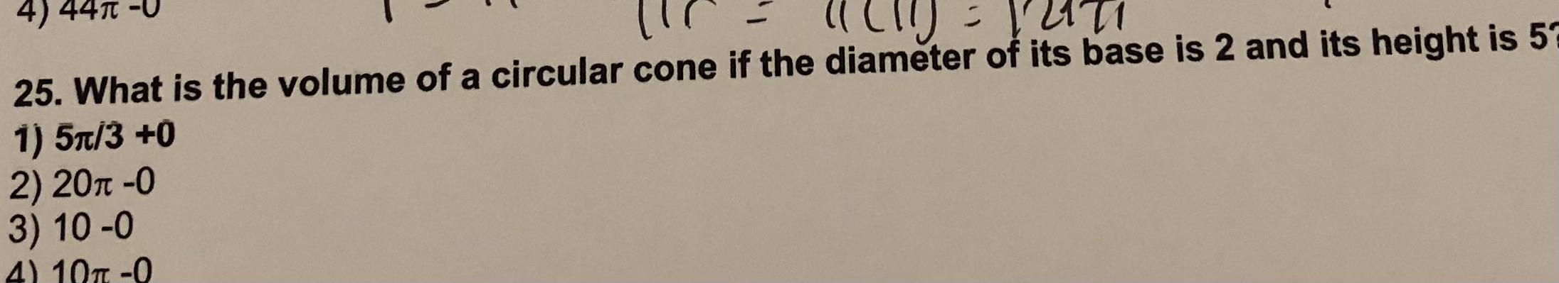 Solved What is the volume of a circular cone if the diameter | Chegg.com