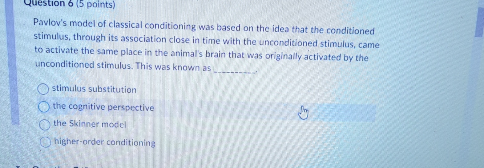 Solved Pavlov's model of classical conditioning was based on | Chegg.com