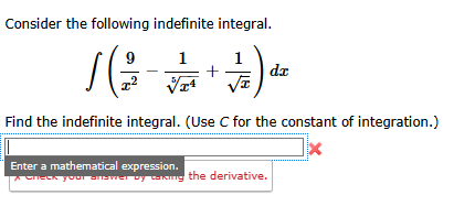 Solved Consider the following indefinite | Chegg.com