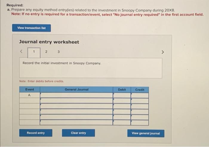 Solved Required: a. Prepare any equity method entry(ies) | Chegg.com