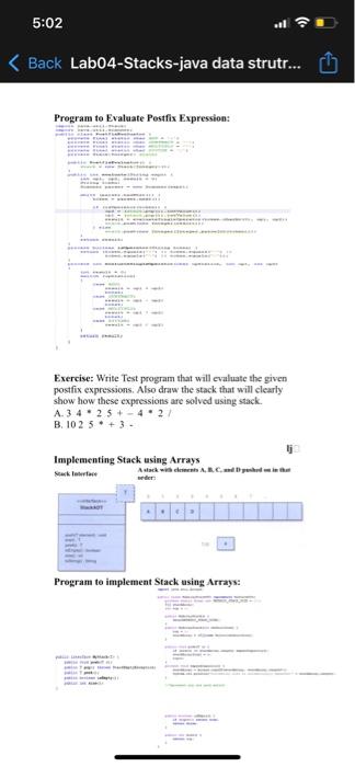 Objectives: 1. About Stack 2. Solving Postfix | Chegg.com