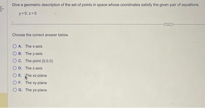 Solved Give a geometric description of the set of points in | Chegg.com