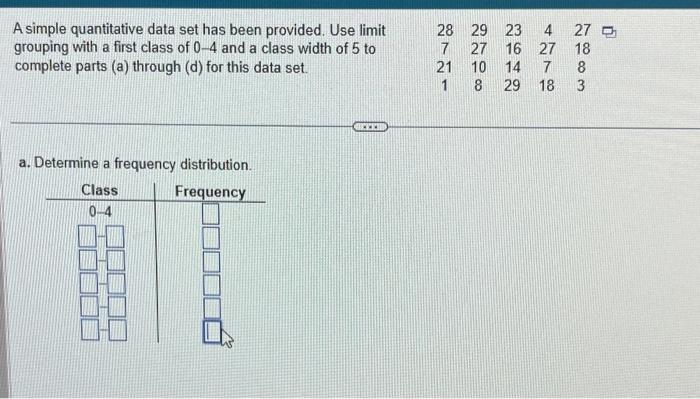 Solved A simple quantitative data set has been provided. Use | Chegg.com