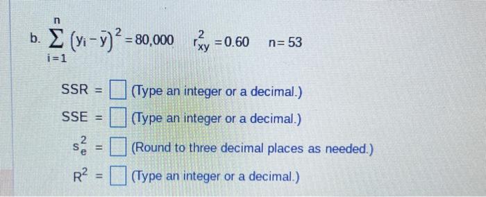 Solved Compute SSR, SSE, se2, and the coefticiont of | Chegg.com
