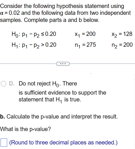 Solved Consider the following hypothesis statement | Chegg.com