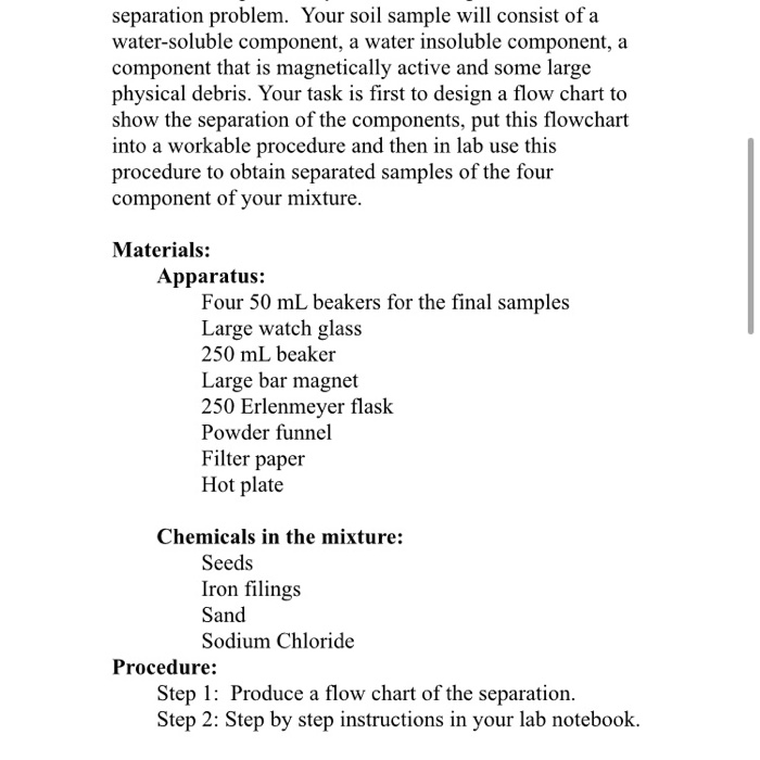 Solved Separations Purpose: To understand the principle of | Chegg.com