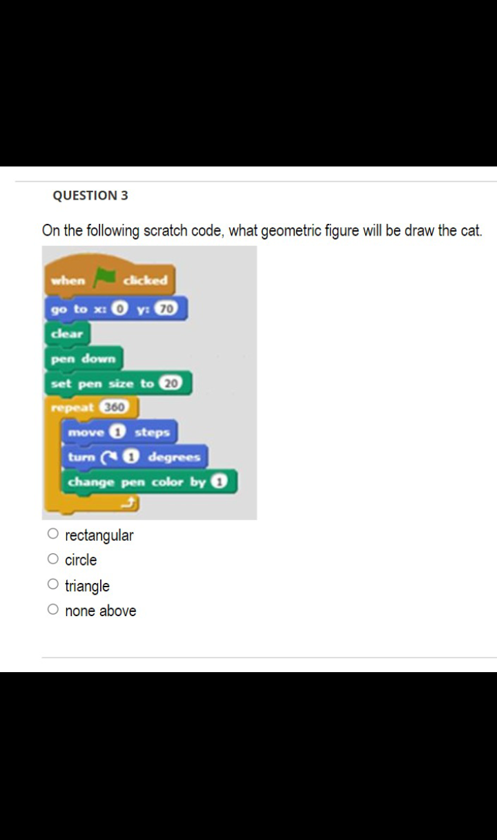 Solved On the following scratch code, what geometric figure | Chegg.com