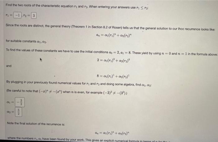 Solved Find the two roots of the characteristic equation r1 | Chegg.com
