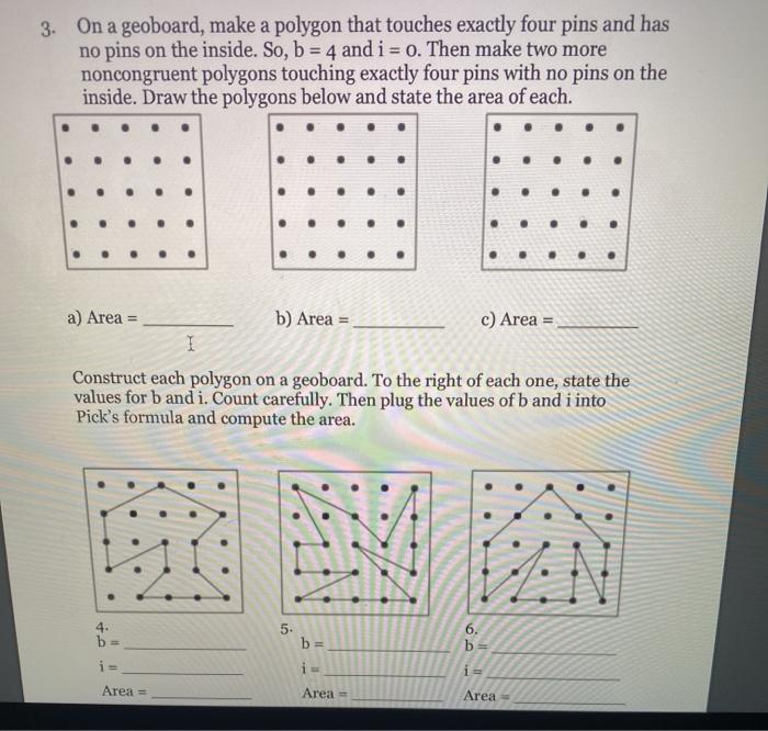 3. On a geoboard, make a polygon that touches exactly | Chegg.com