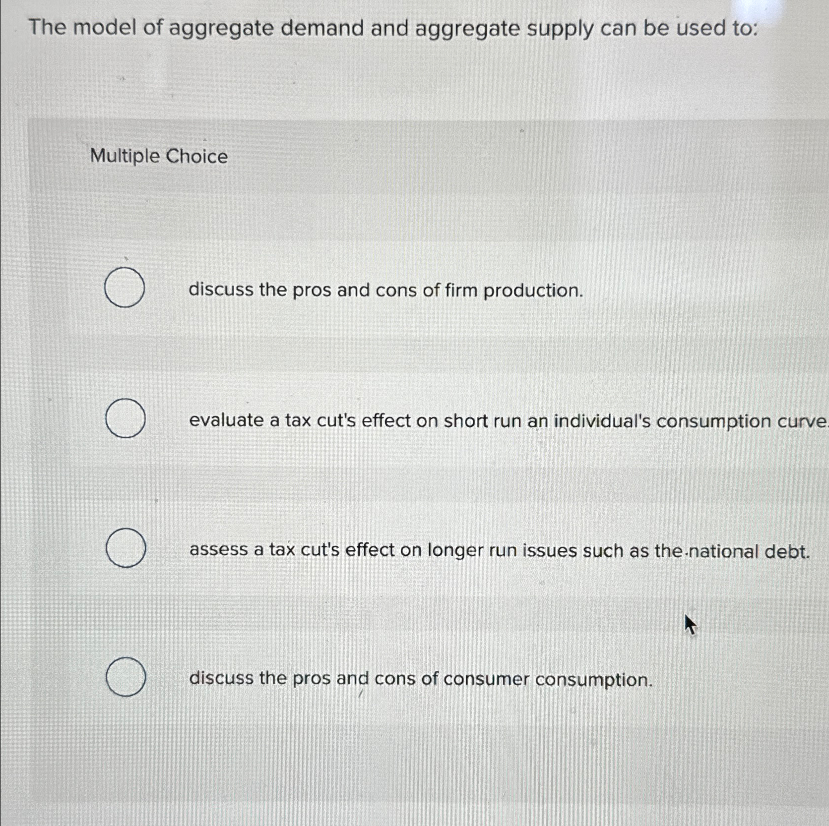 Solved The model of aggregate demand and aggregate supply | Chegg.com