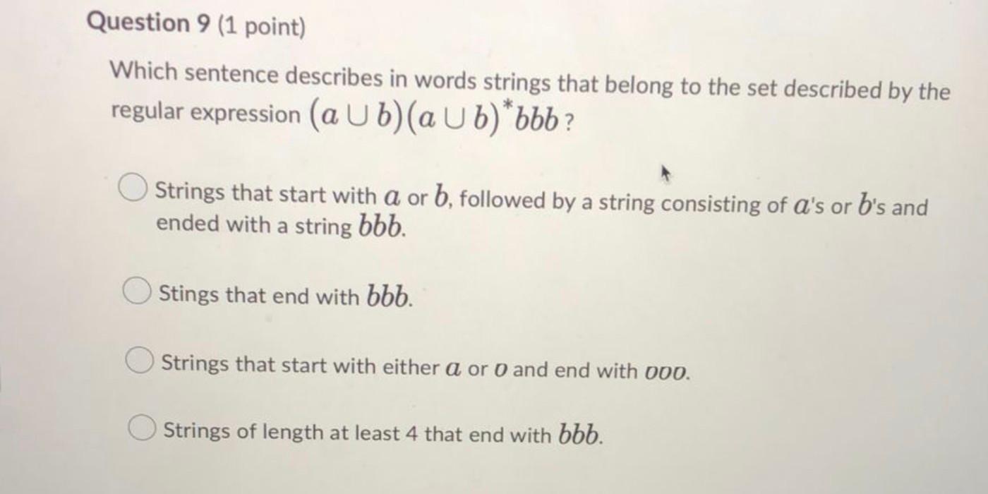Solved Question 9 (1 point) Which sentence describes in | Chegg.com